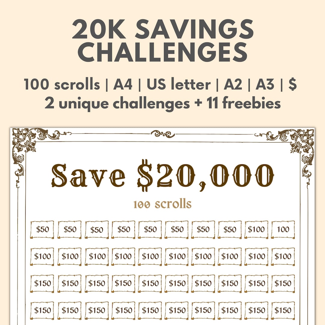 20000 Savings Challenge, 20 000 20k Savings, 100 Days Challenge, House ...