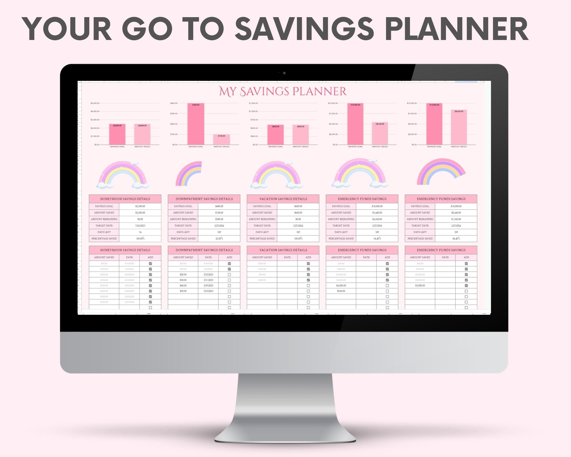 Digital Savings Planner Spreadsheet Purple Google Sheets Savings ...