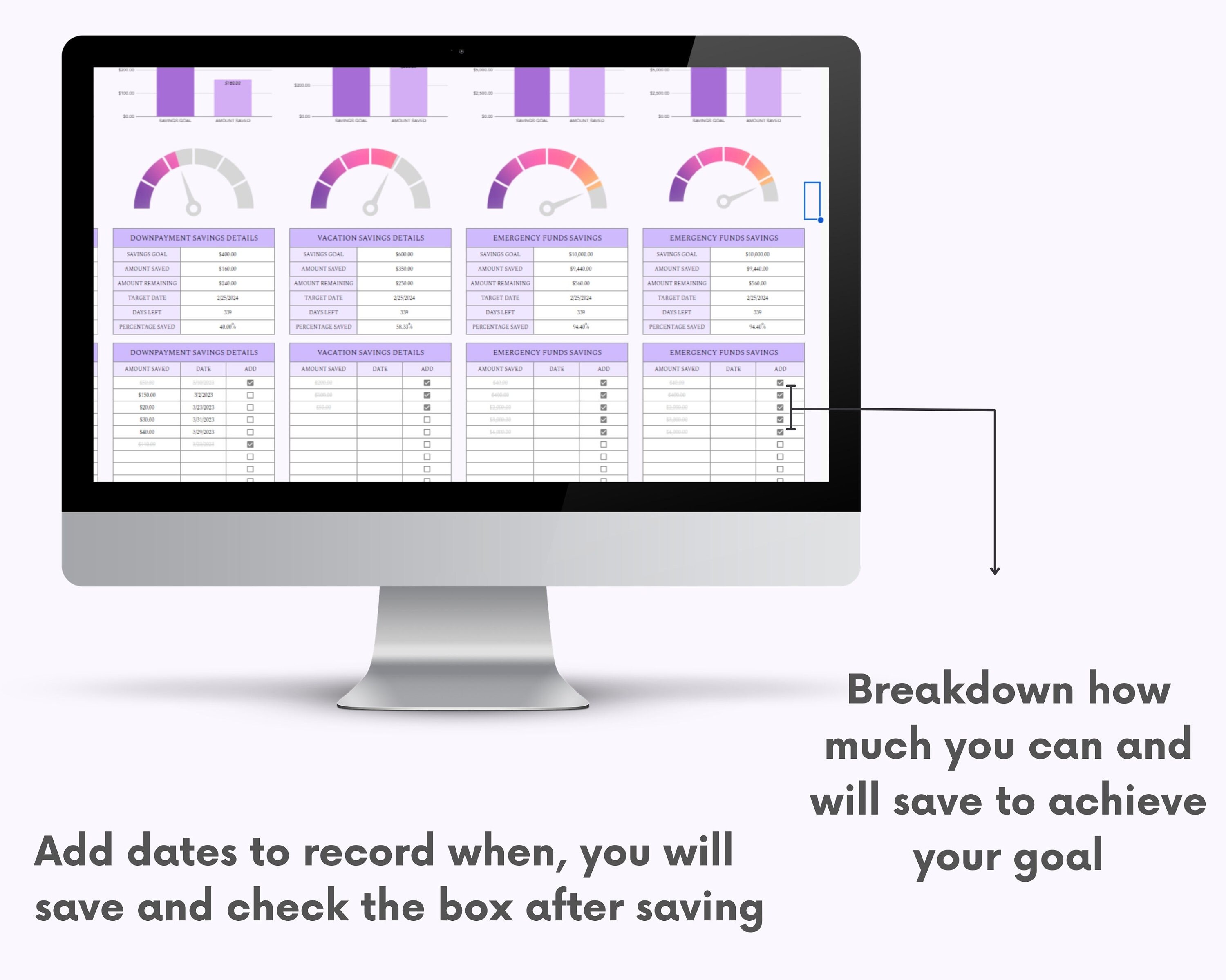 Digital Savings Planner Spreadsheet Purple Google Sheets Savings ...