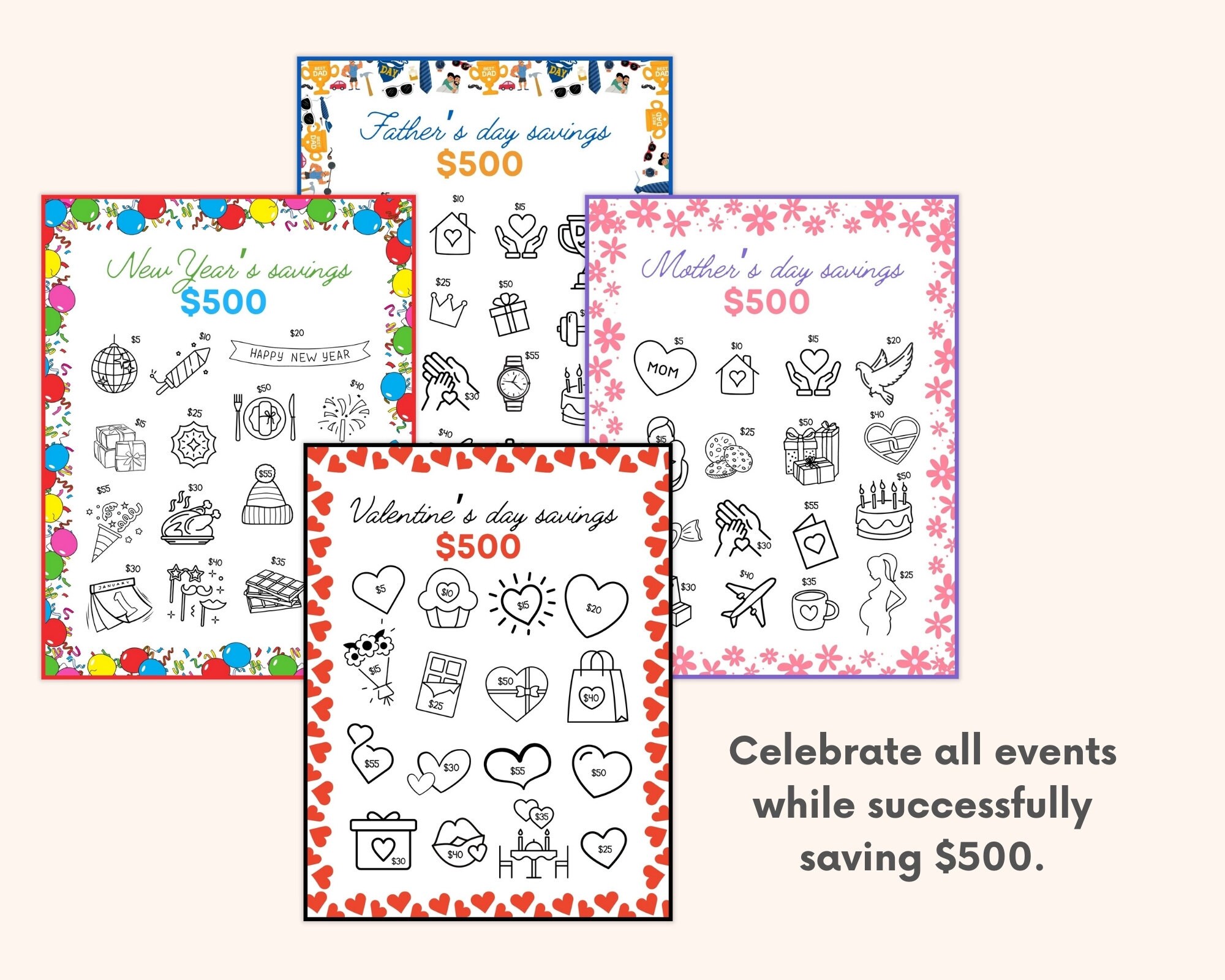 Savings Challenge Printable Savings Challenge Bundle A6 Sized Mini ...