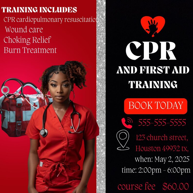 CPR Flyer TEMPLATE / DIY Medical Service Flyer/ First Aid Flyer ...