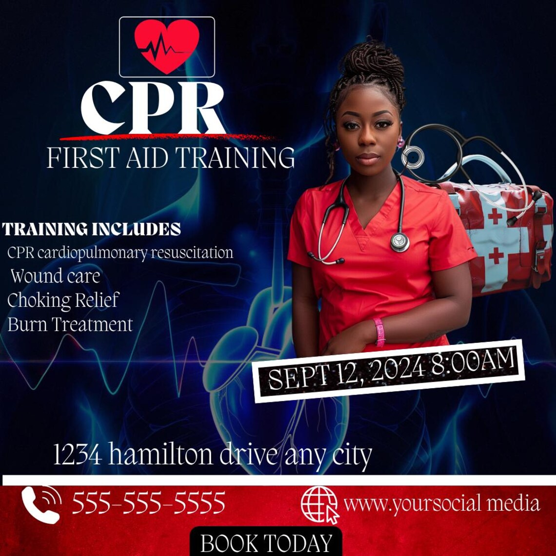CPR Flyer TEMPLATE / DIY Medical Service Flyer/ First Aid Flyer ...
