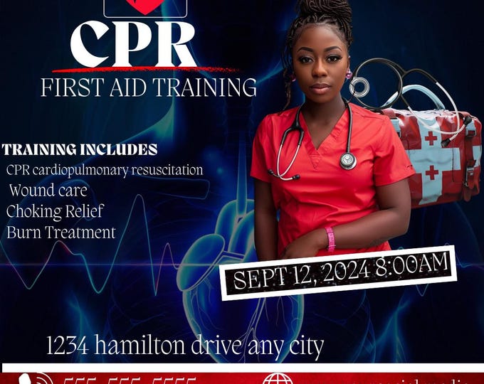 CPR Flyer Template Canva, First Aid Training Flyer, CPR Training Poster ...