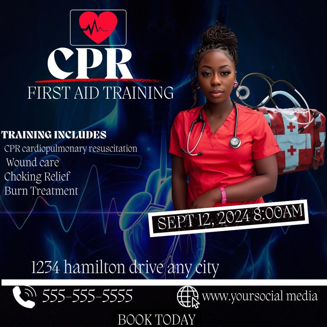 CPR Flyer TEMPLATE / DIY Medical Service Flyer/ First Aid Flyer / Medical Template / Medical ...