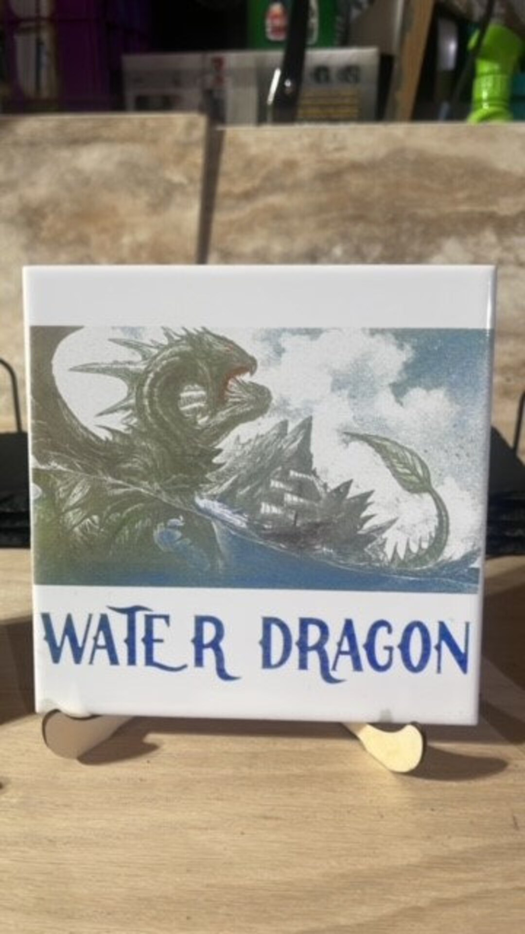 Water Dragon Tile With Stand - Etsy