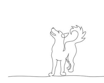 Continuous One Line Drawing of a Dog. Dog One Line Drawing Minimalist ...