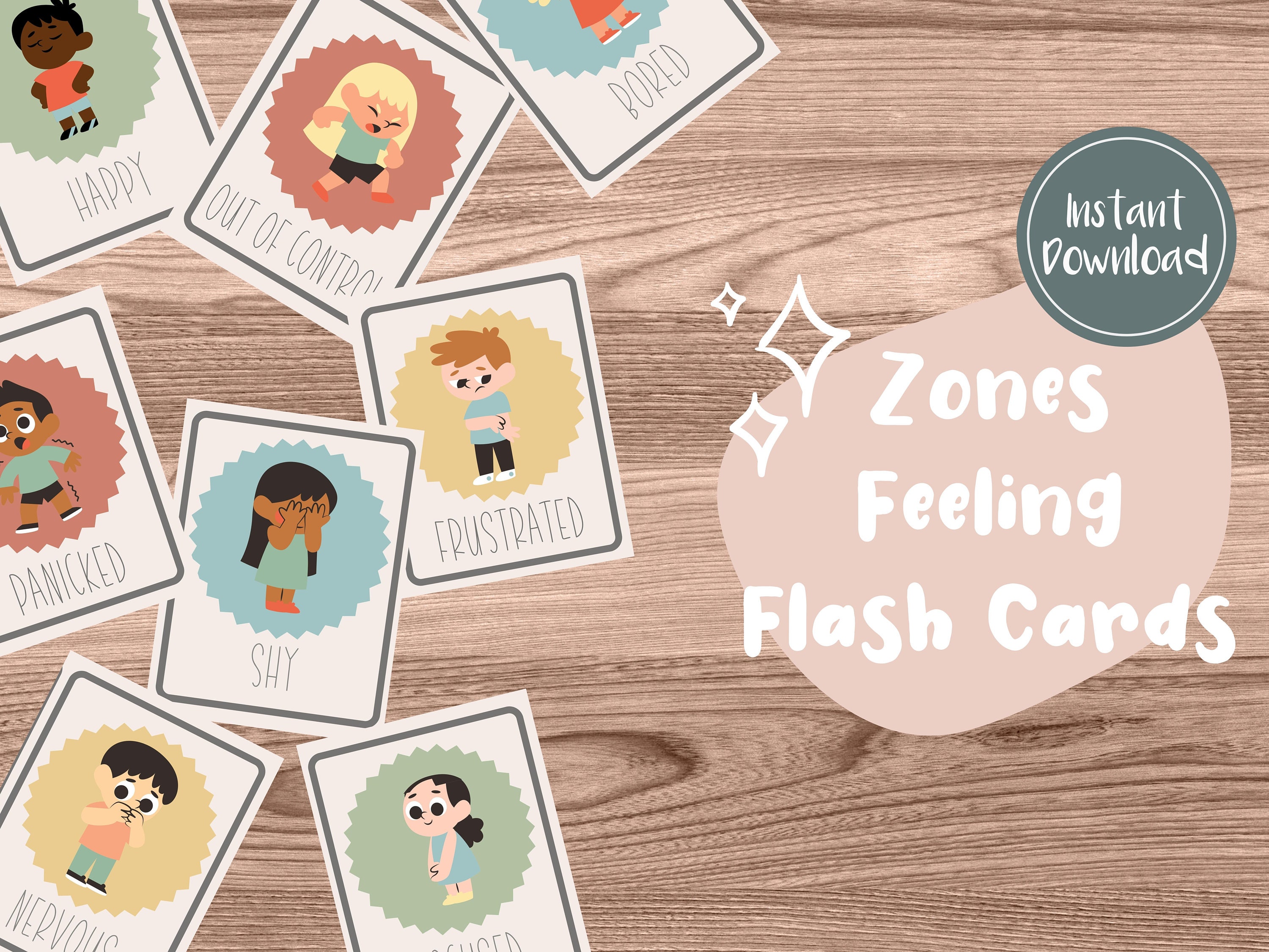 Zones of Regulation Feeling Flashcards, Emotion Flashcards, Emotional ...