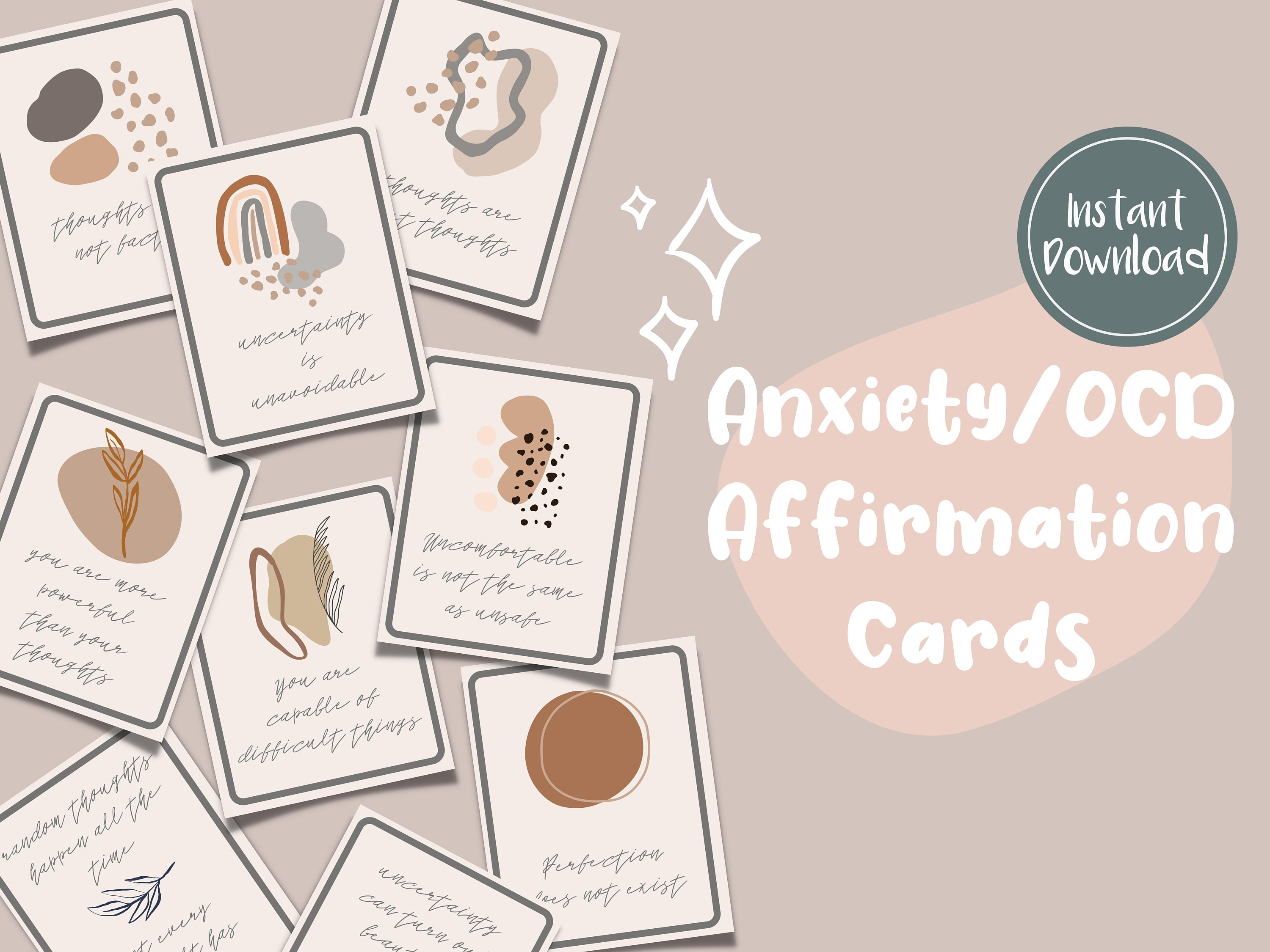 Anxiety OCD Affirmation Cards, Therapy Flashcards, School Social Worker ...