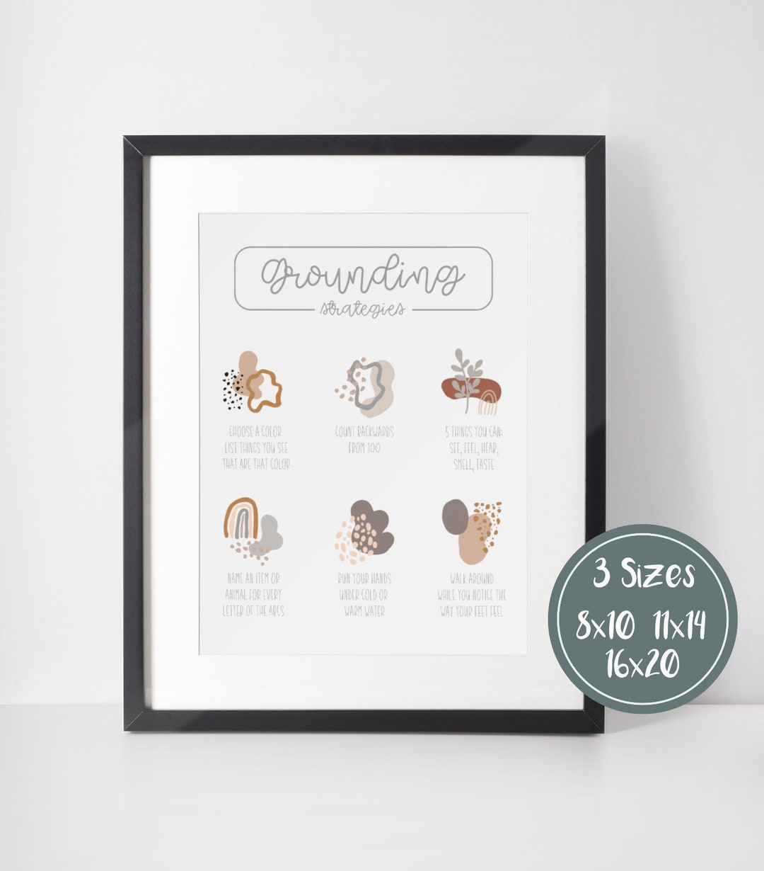 Grounding Strategy Poster Printable, Therapy Office Decor, PTSD, Trauma ...