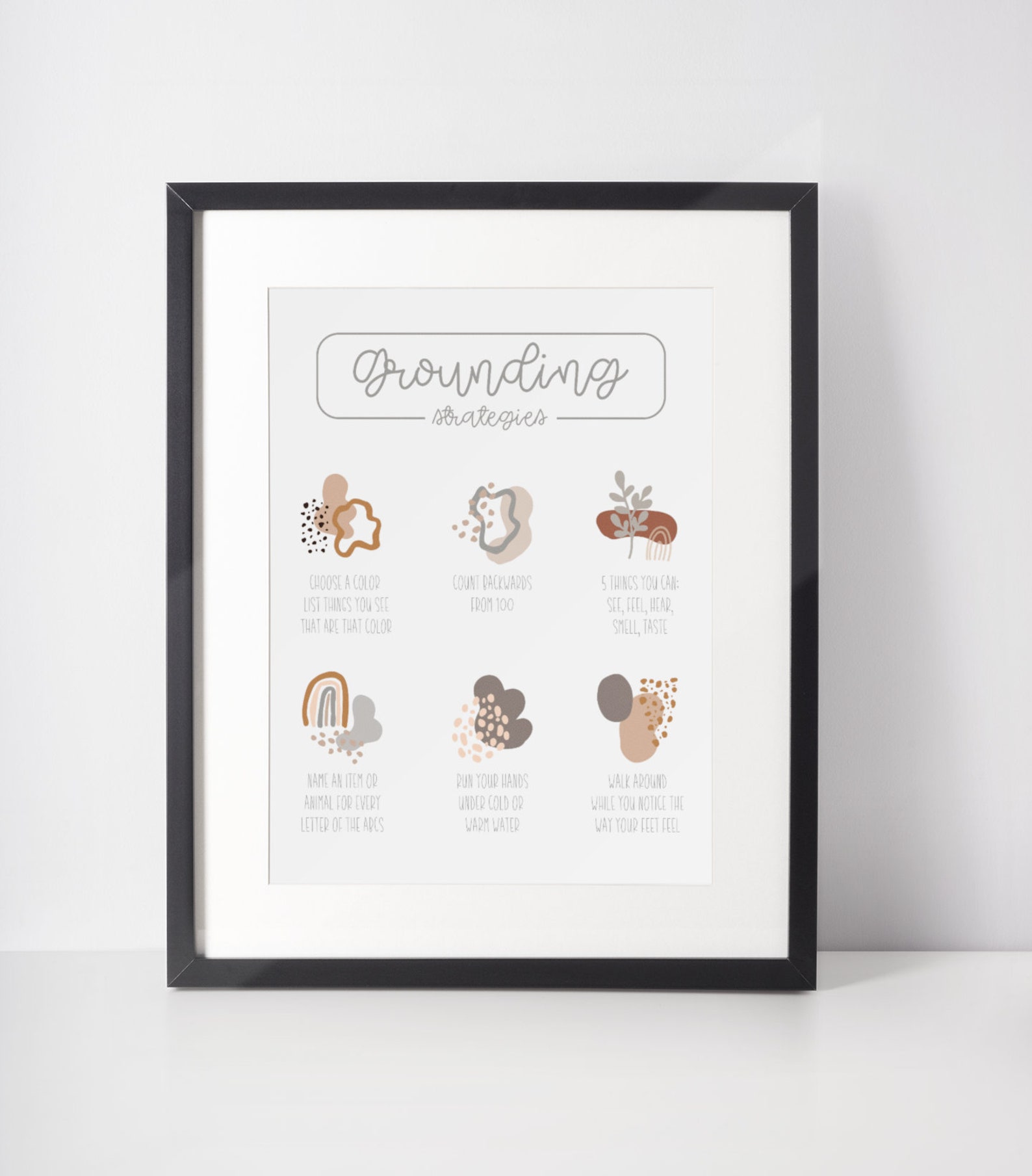 Grounding Strategy Poster Printable, Therapy Office Decor, PTSD, Trauma ...