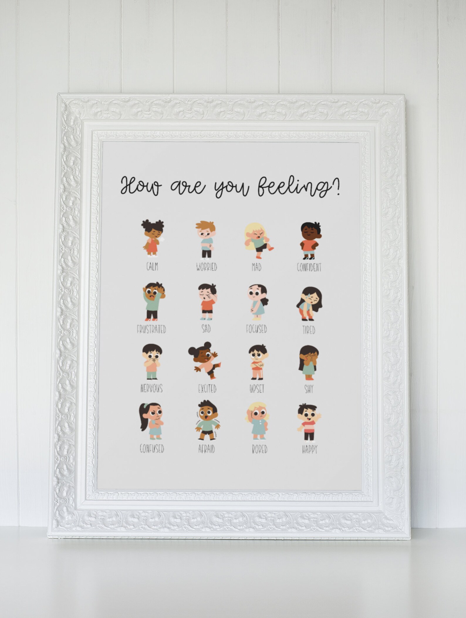 Kids Emotion Poster, Diverse Feelings Chart, How Are You Feeling ...