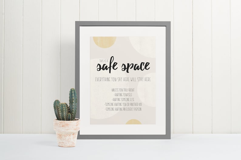 Confidentiality Sign Printable - Safe Space Wall Art for Therapy Office ...