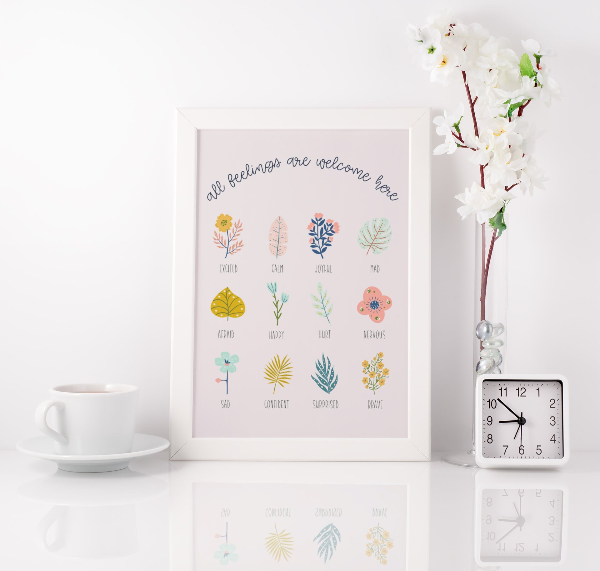 Feelings Chart Flowers Digital Download Printable - Mental Health ...