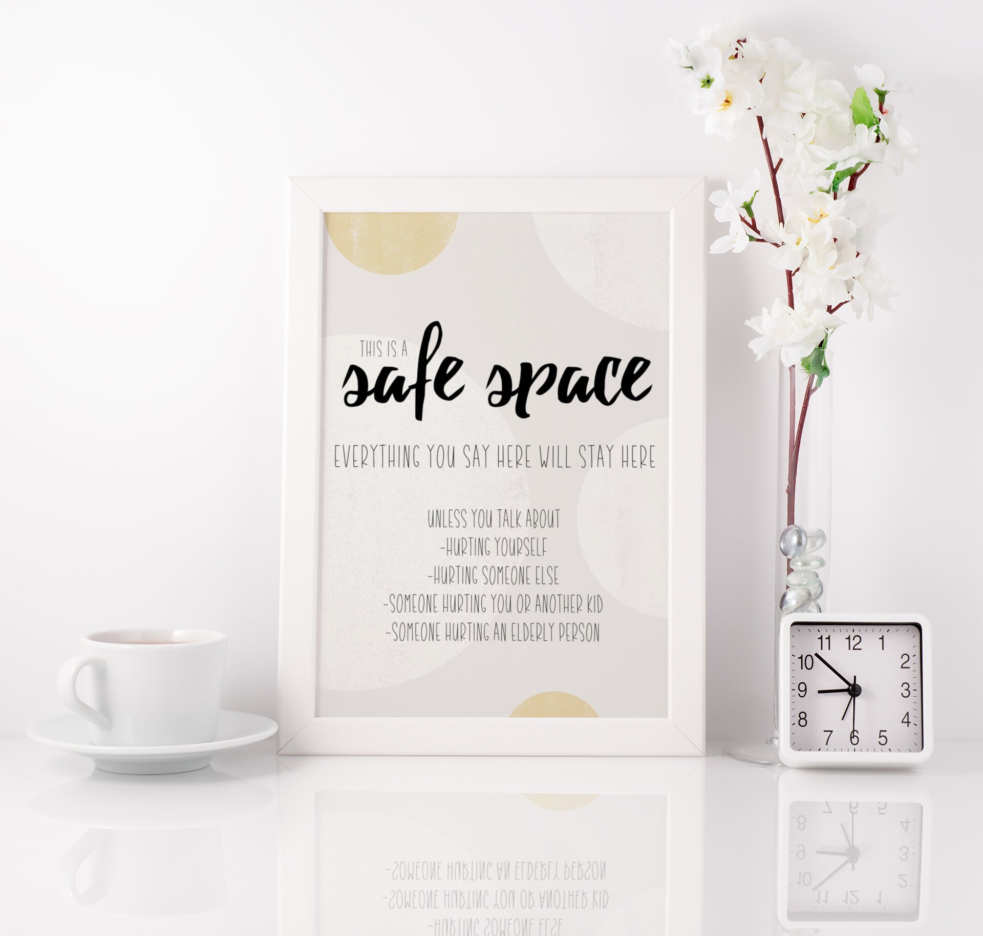 Confidentiality Sign Printable - Safe Space Wall Art for Therapy Office ...
