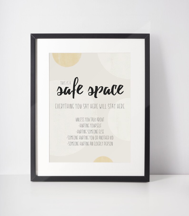Confidentiality Sign Printable - Safe Space Wall Art for Therapy Office ...