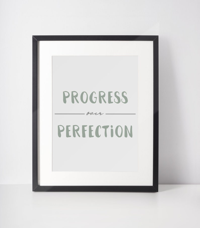 Progress Over Perfection Printable, Mental Health Decor, Therapy Office ...