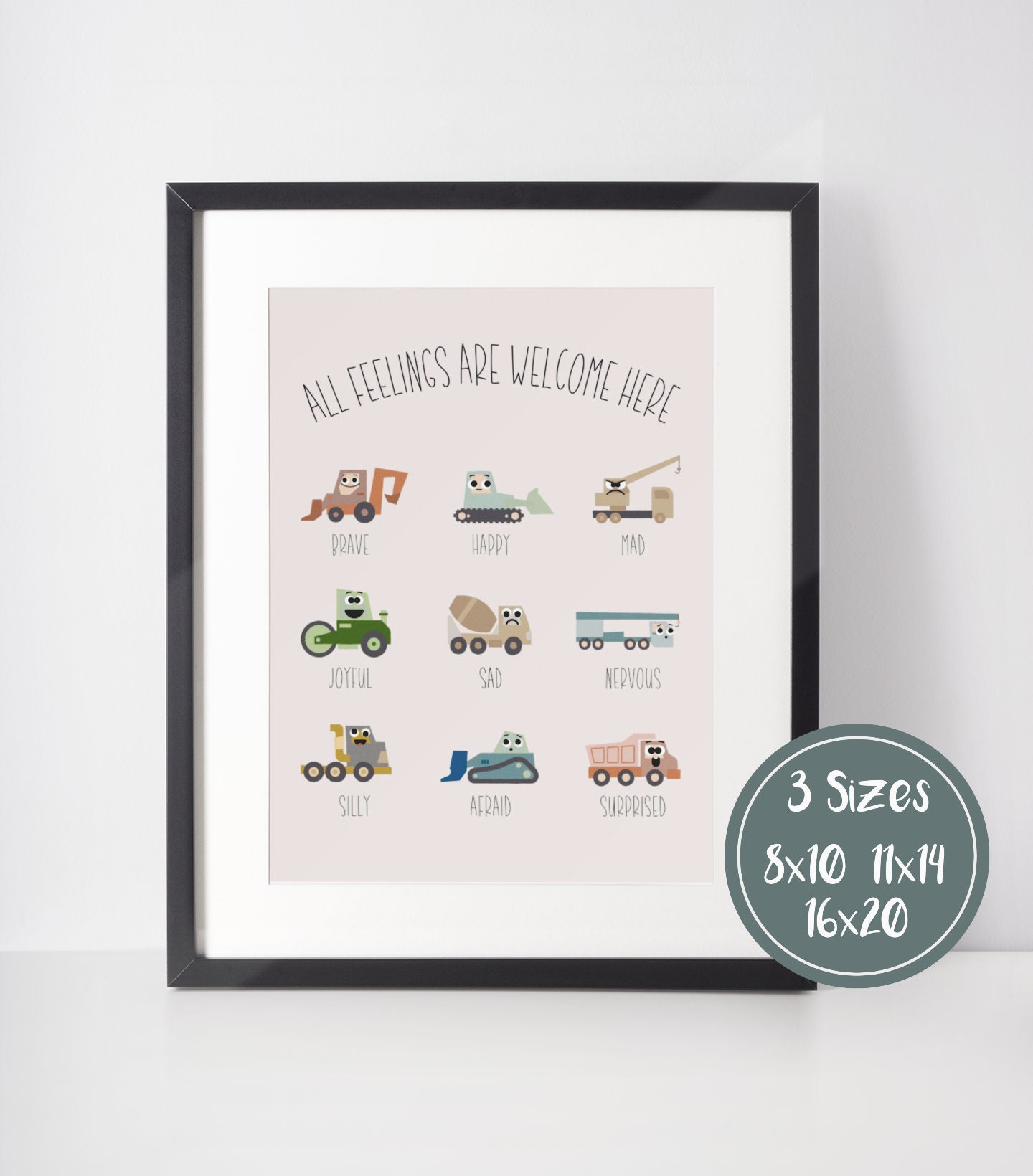 Trucks Feelings Chart, Preschool Emotion Poster, How Are You Feeling ...