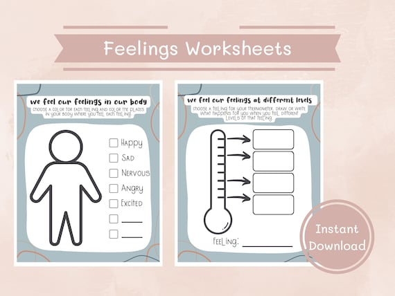 Feelings Worksheet Printable Download Somatic Experiencing Etsy