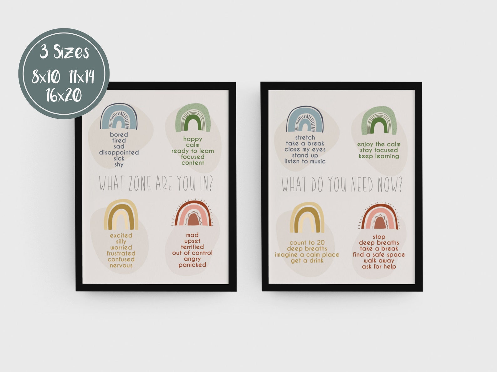 Zones of Regulation Rainbows Printable, Calm Down Corner, School ...