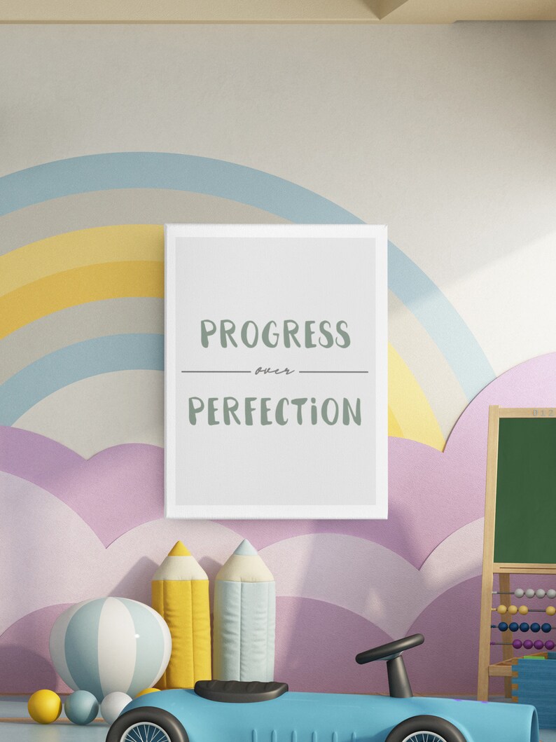 Progress Over Perfection Printable, Mental Health Decor, Therapy Office ...