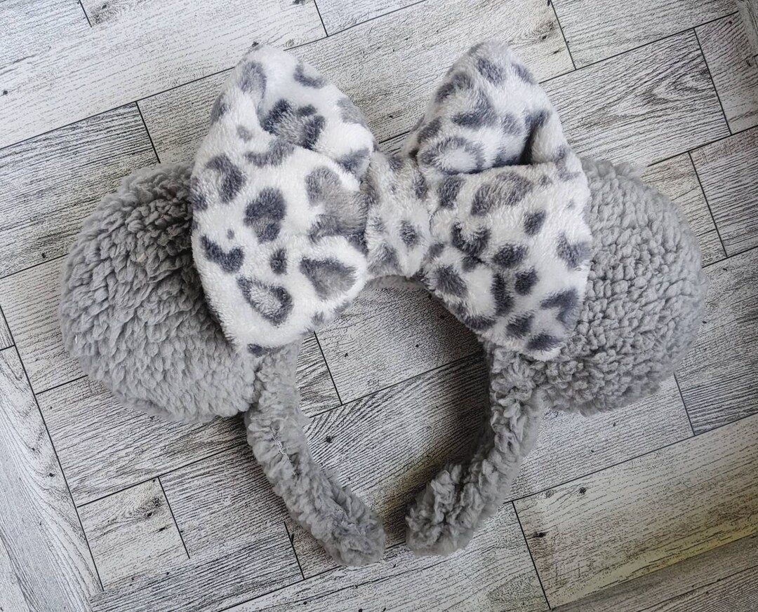 Grey Sherpa and Animal Print Mouse Ears, Fluffy Ears, Neutral Colored ...