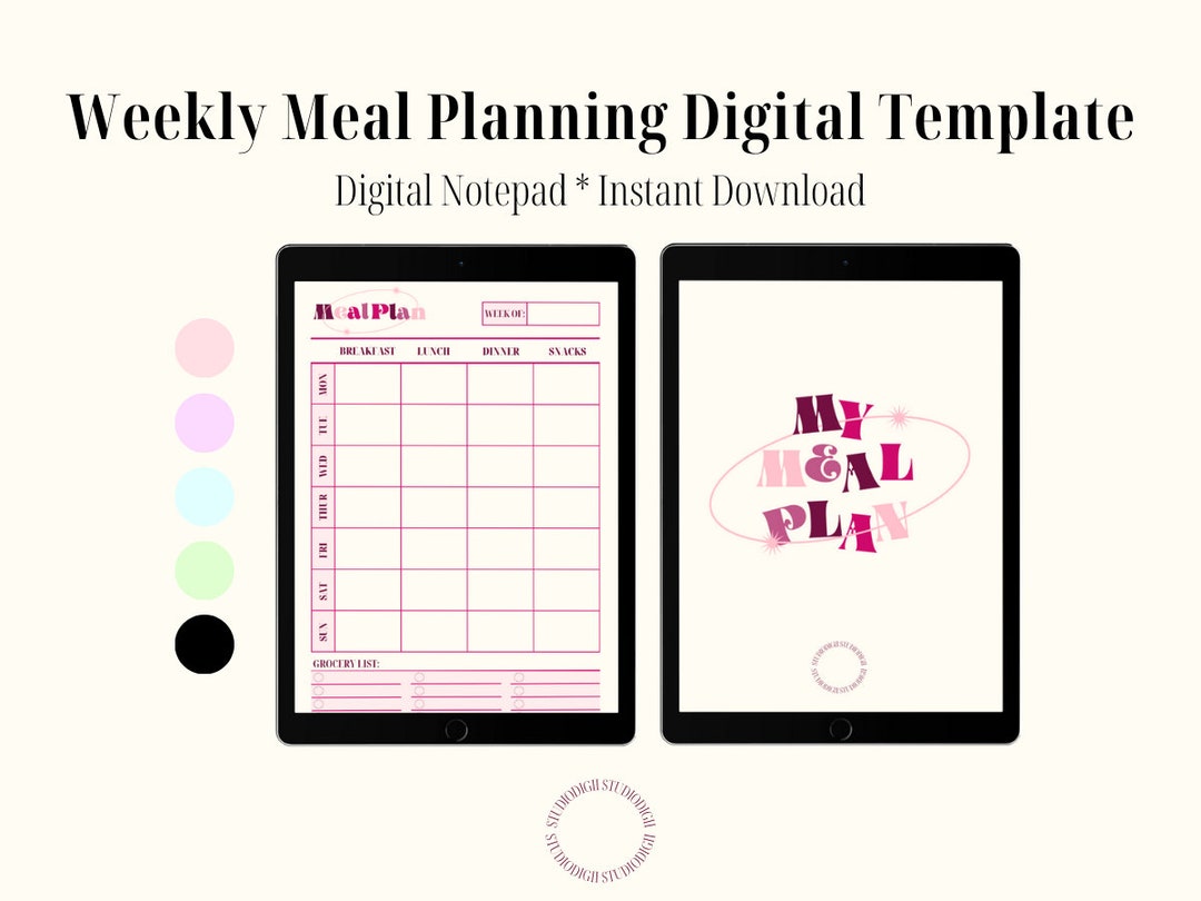 Digital Weekly Meal Planning Template | Meal Planning Digital Template ...