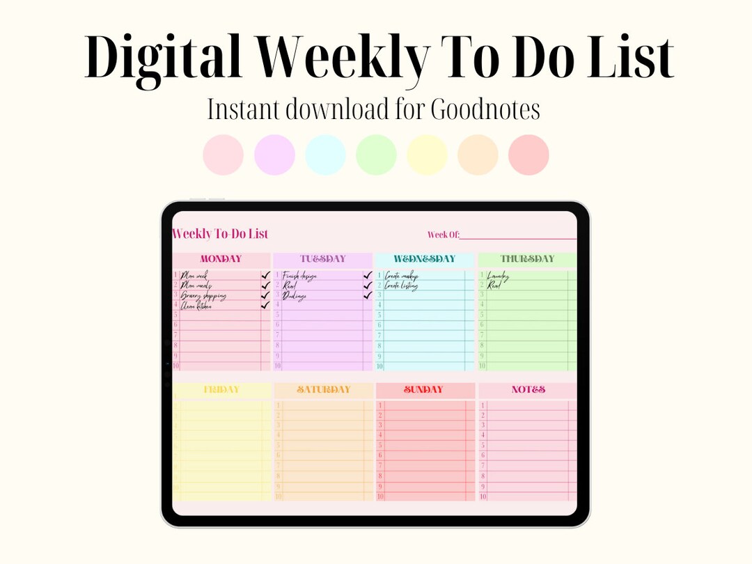 Digital Weekly to Do List for iPad | Landscape Digital Weekly to Do ...