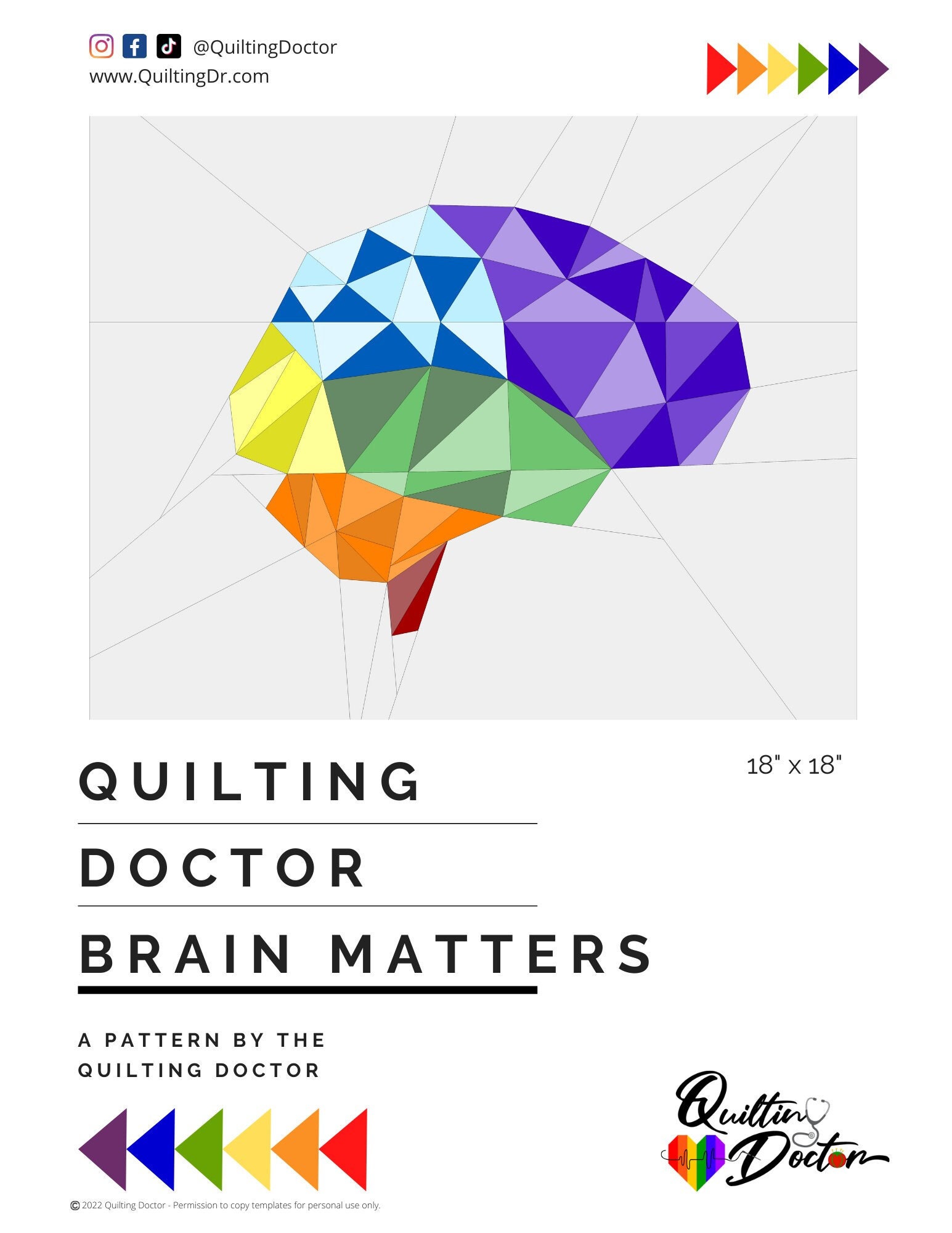 Brain Matters FPP Pattern; Foundation Paper Piecing Pattern; DIGITAL ...