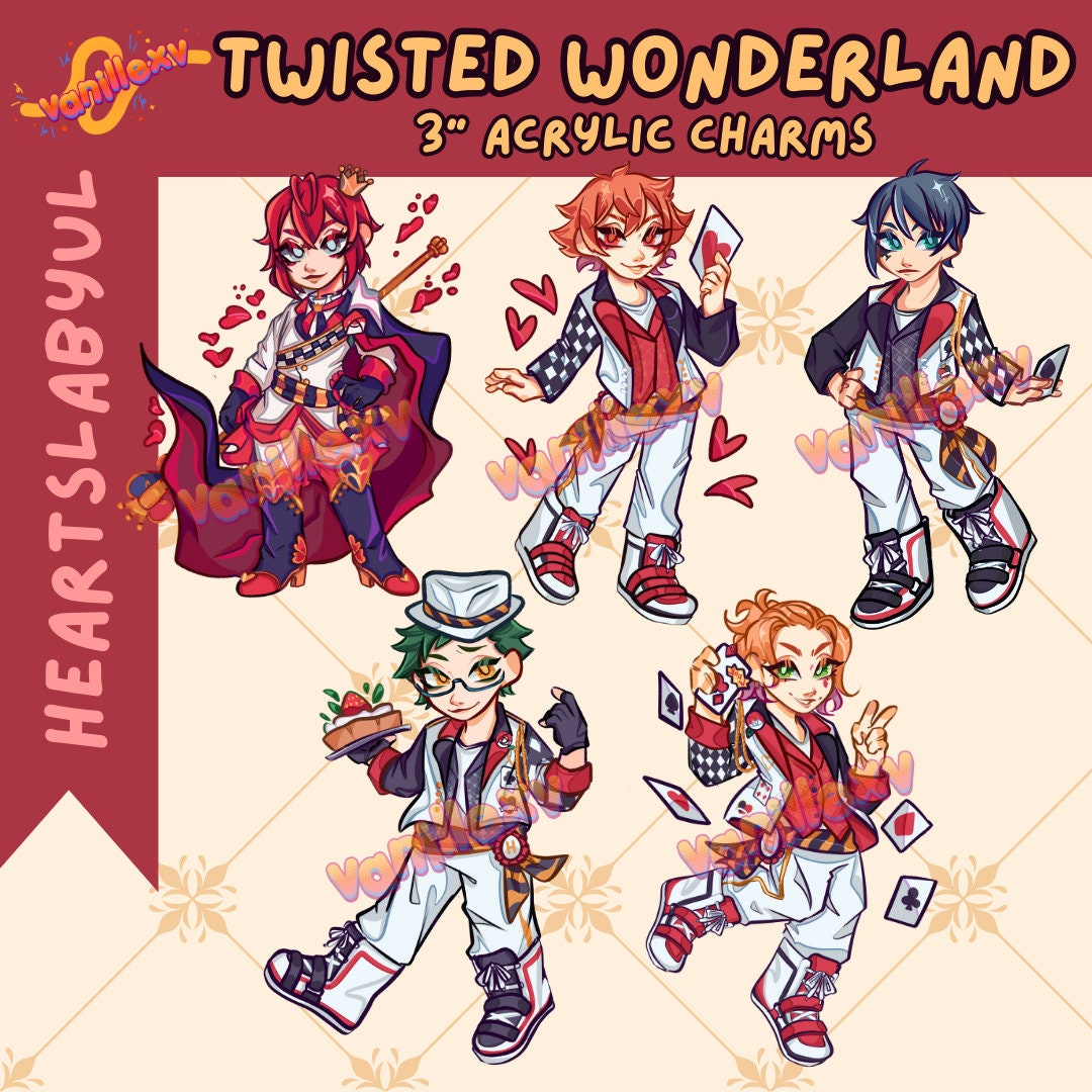 TWST HEARTSLABYUL Glitter Epoxy Acrylic Charm Riddle // Trey // Cater ...