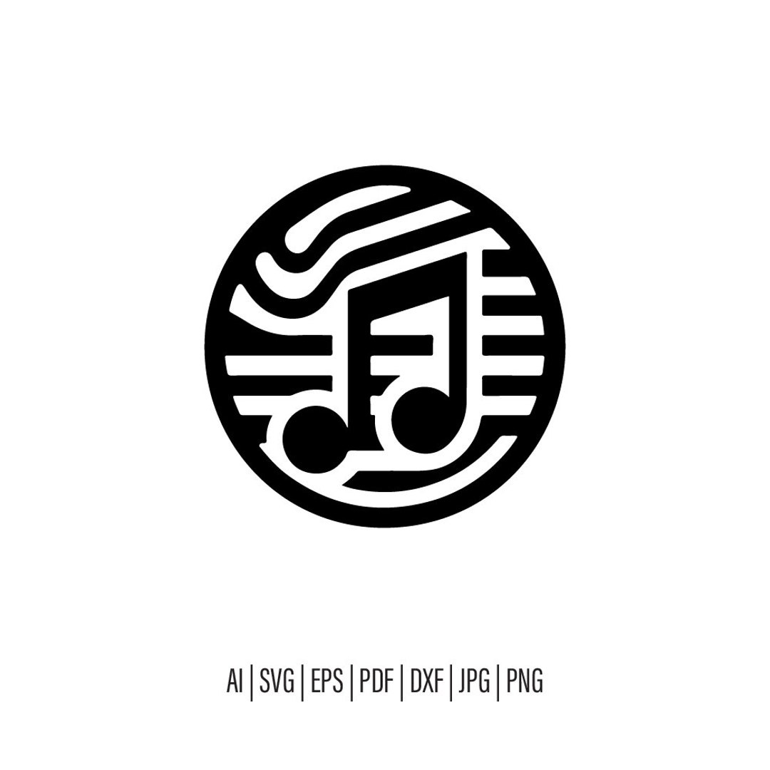 Music Note Monogram Svg, Vector Cut File Cricut, Silhouette, Decal ...