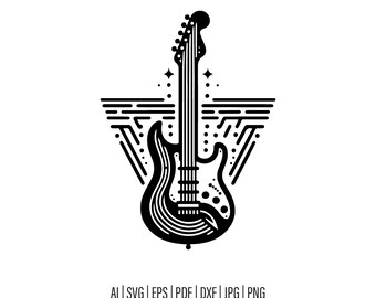 Electro Guitar Monogram Svg, Vector Cut File Cricut, Silhouette, Decal ...