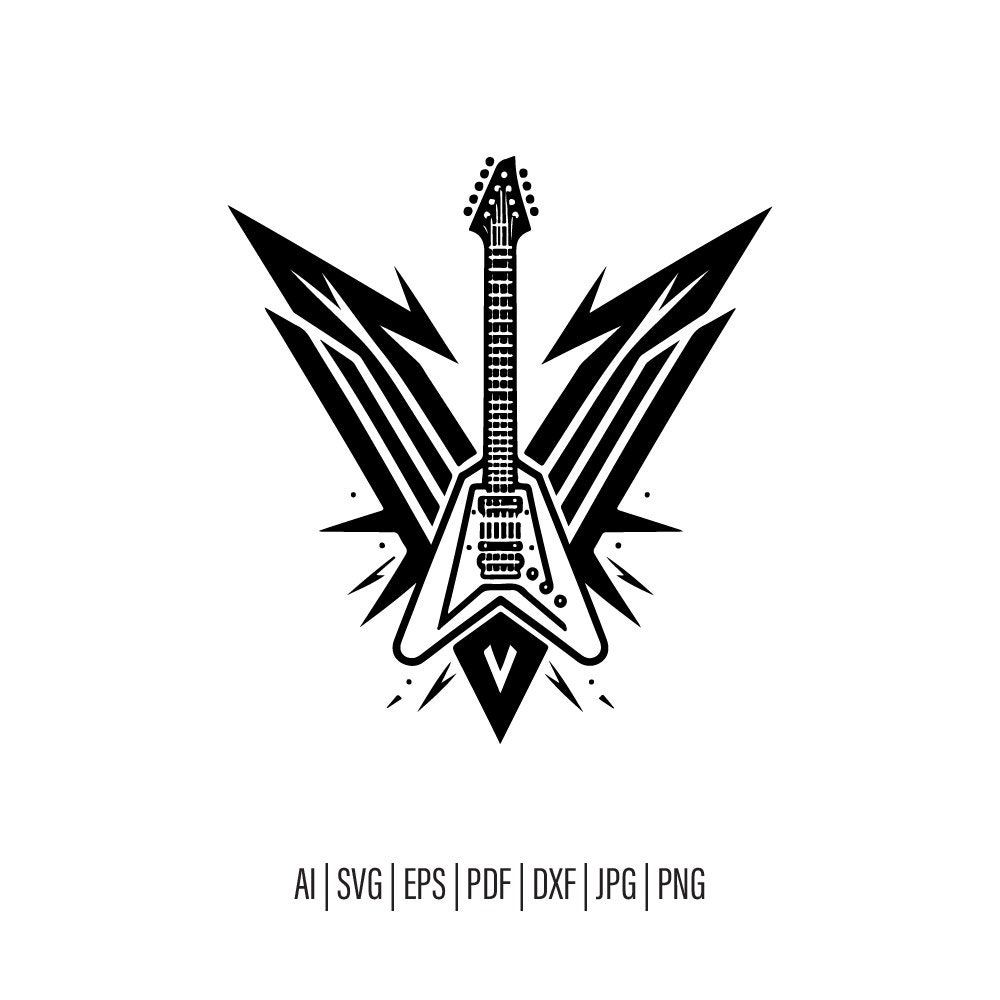 Electro Guitar Monogram Svg, Vector Cut File Cricut, Silhouette, Decal ...