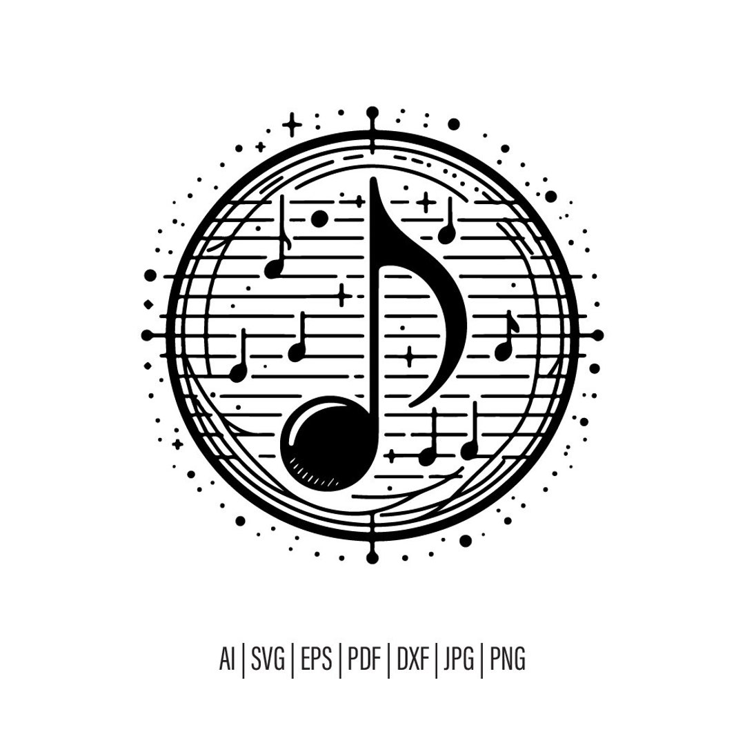 Music Note Monogram Svg, Vector Cut File Cricut, Silhouette, Decal ...
