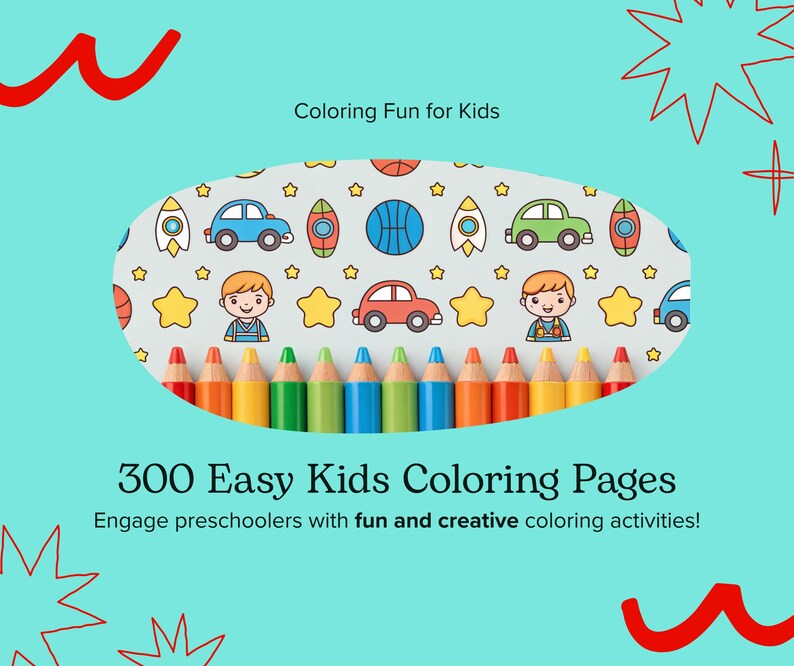 300 Easy Coloring Pages for Kids. Digital Download Bundle for Toddlers ...
