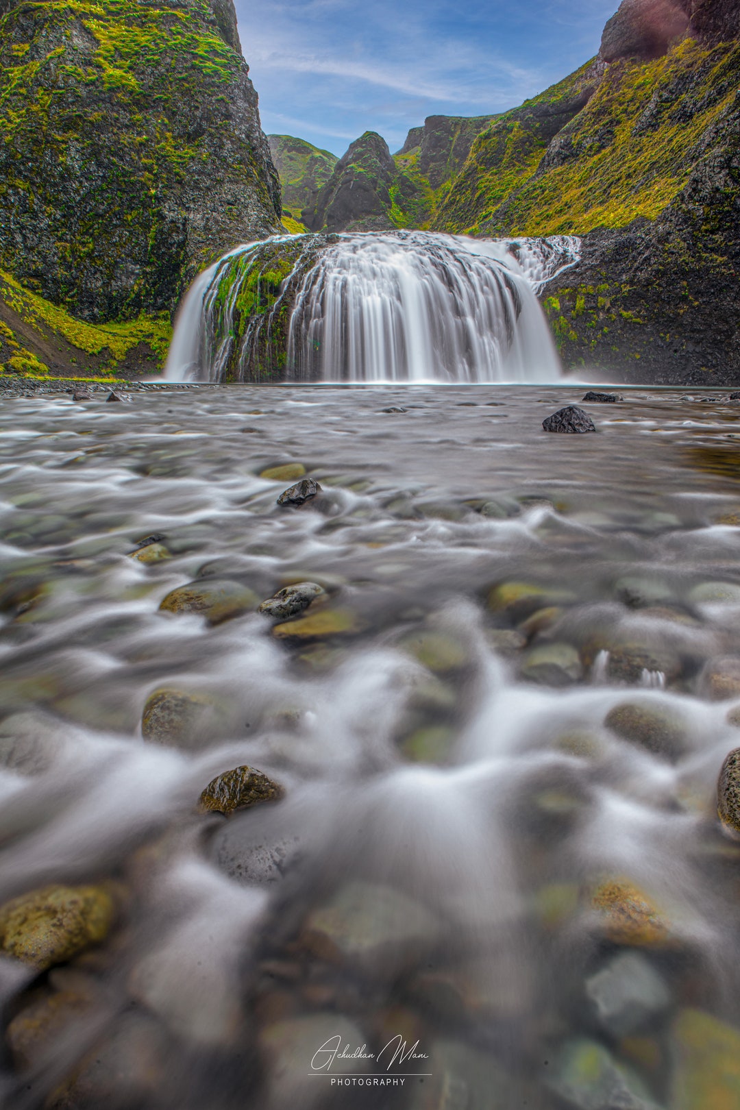 The Stjonarfoss Waterfall in Iceland Danced Beneath the Nordic Sun, a ...