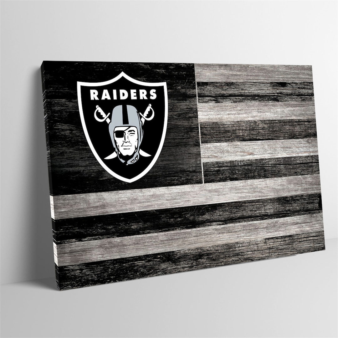 Oakland Raiders, NFL, NFL Flag Print, NFL Sport Print, Wooden Texture ...