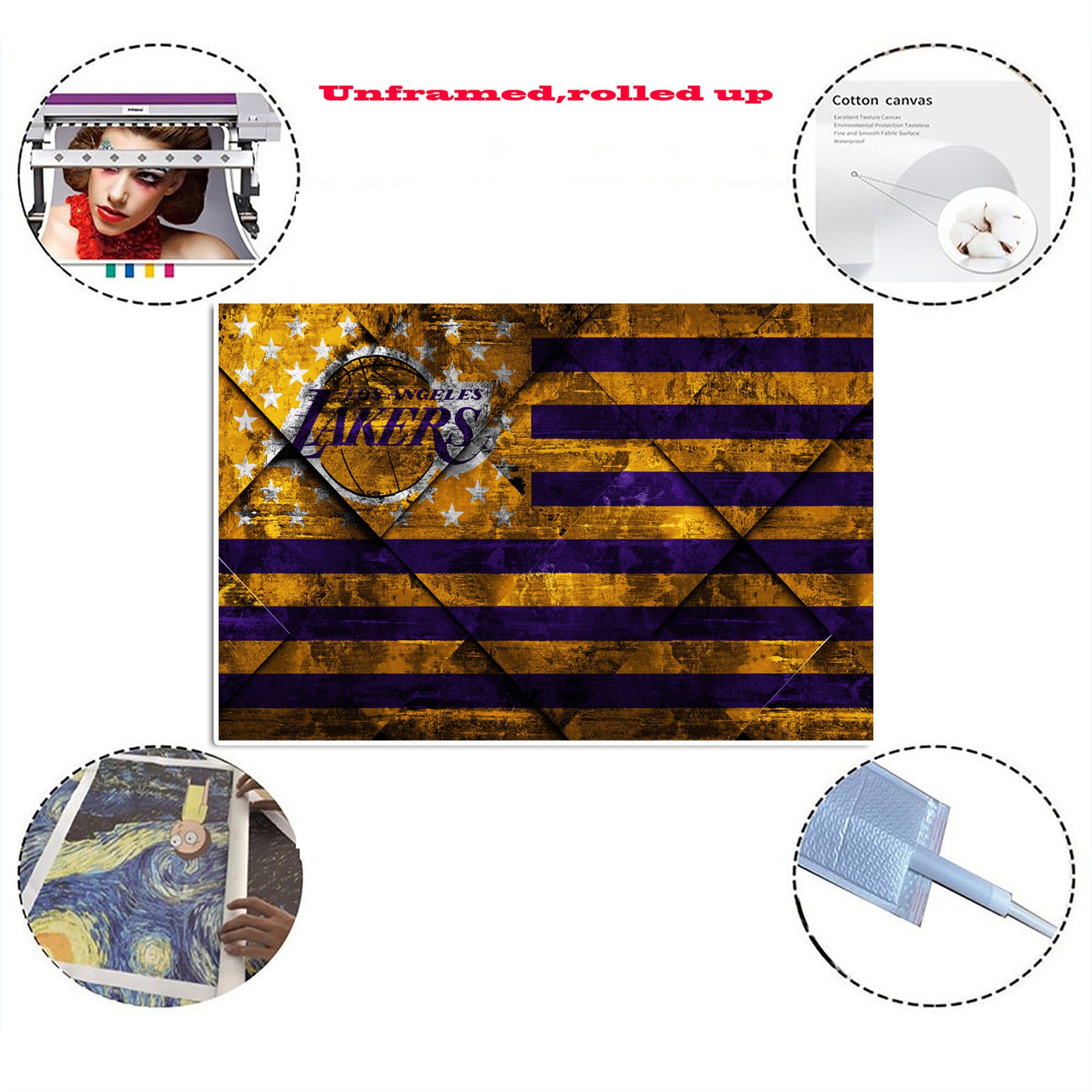 Los Angeles Lakers, NBA Flag Print, NBA Sport Print, Thombus Grunge ...