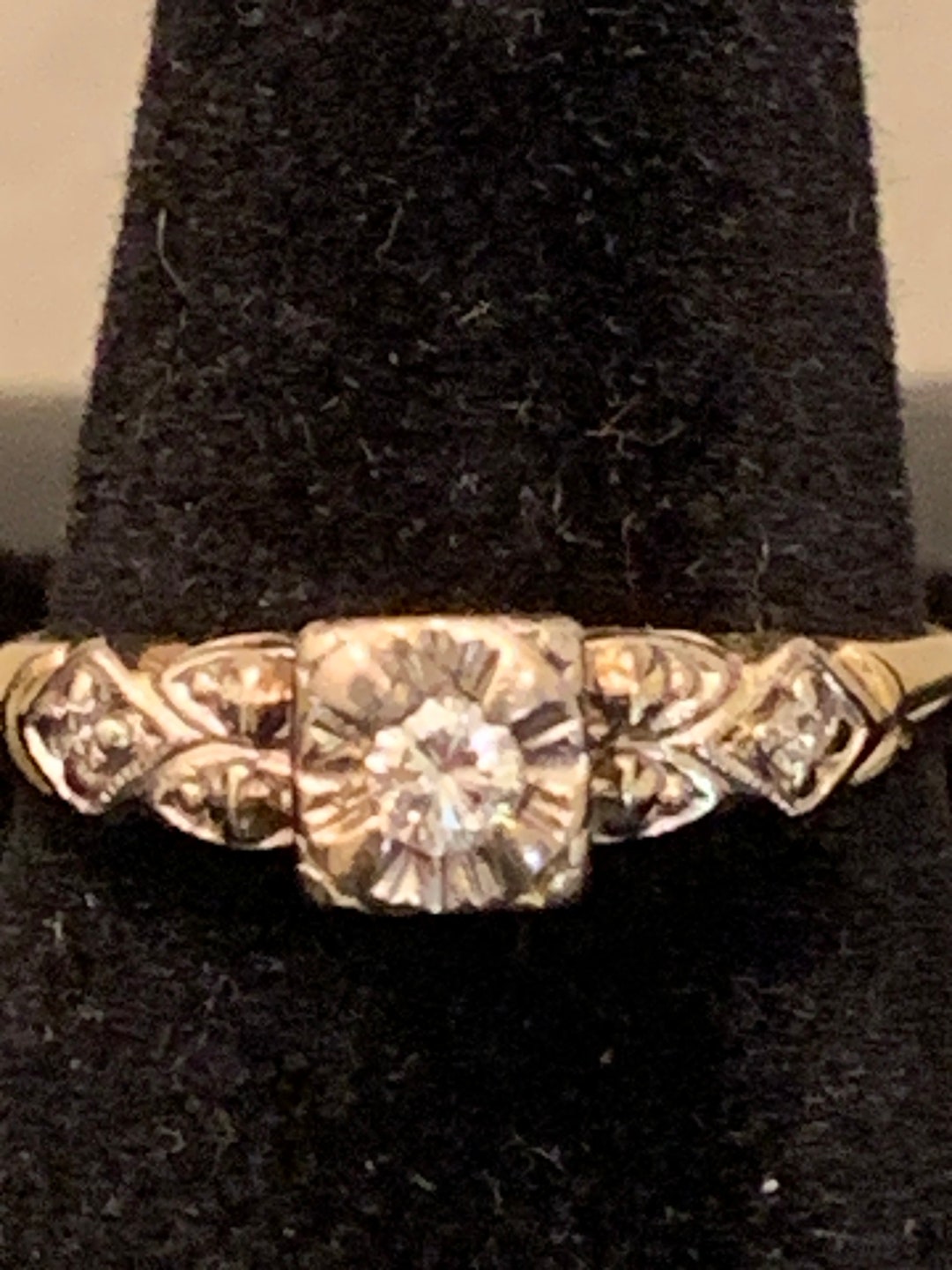 Vintage Ring. Solo Triad II, Solitaire, W/ One 0.10ct & Two 0.03ct ...