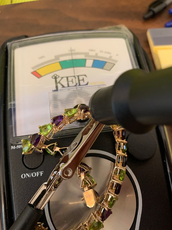 Vintage Bracelet. Tennis Triad Friendship, solid 14K … - Gem