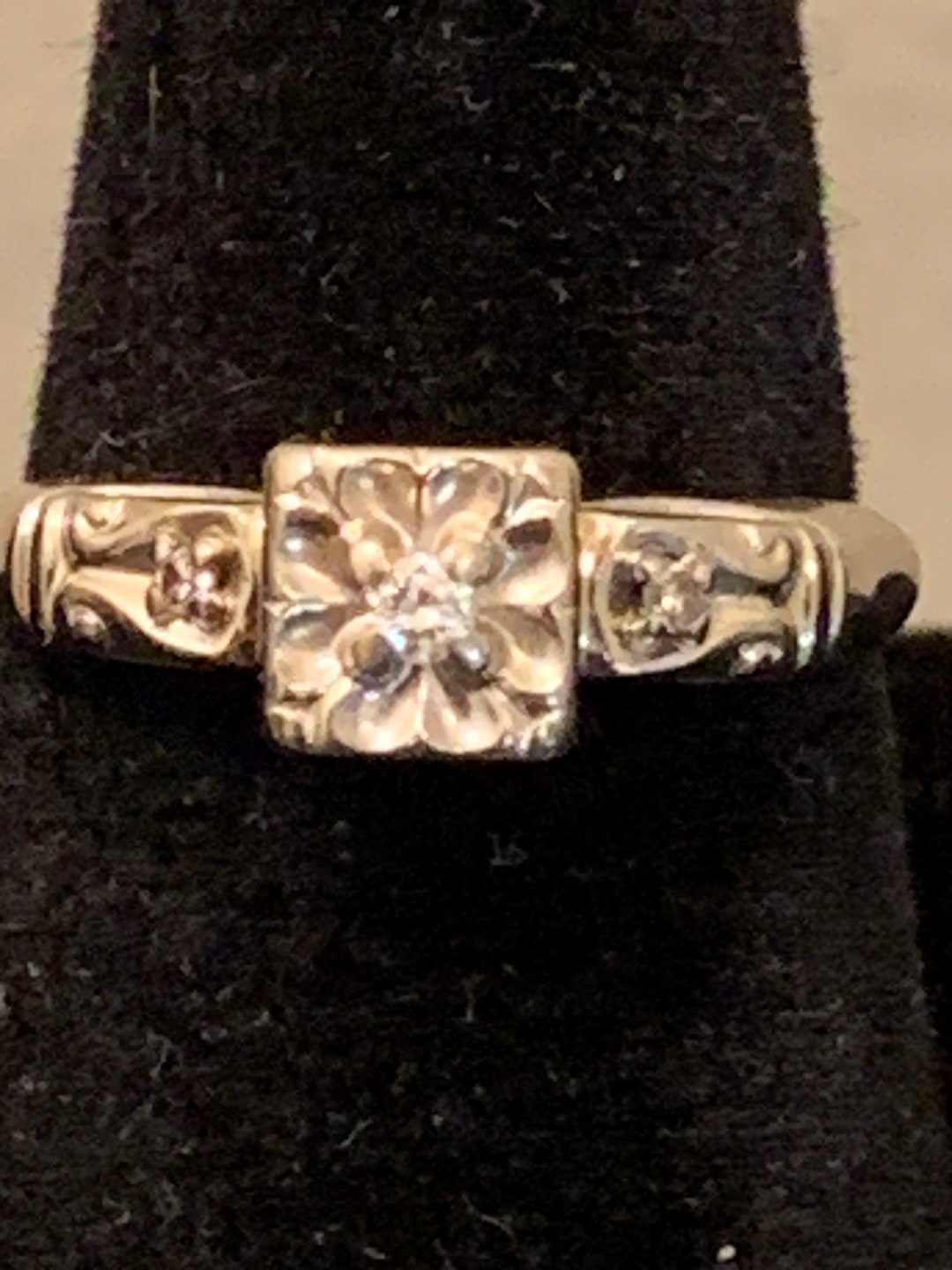 Vintage Ring. Solo Triad I, Solitaire, W/ One 0.05ct & Two 0.03ct ...