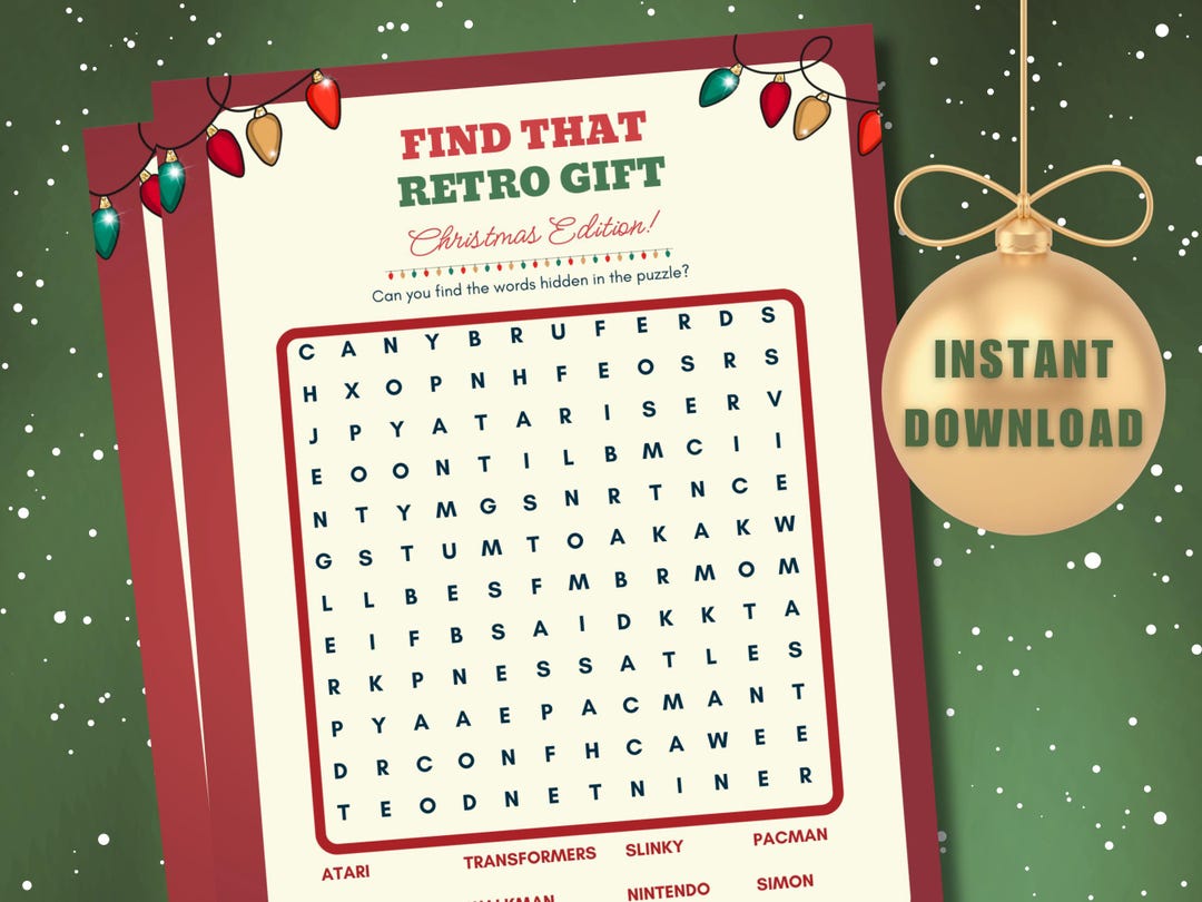 Retro Christmas Word Search Printable Holiday Activity Family-friendly ...