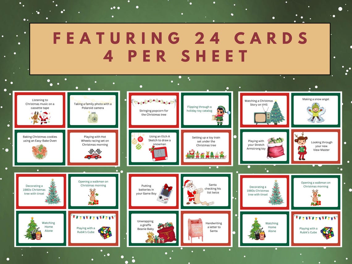 Retro Christmas Charades Printable Holiday Party Game Family Christmas ...