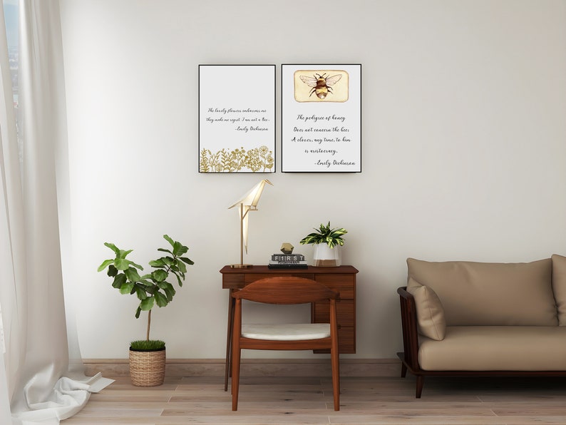 Emily Dickinson Quote Bee Wall Art Set of 2 Prints Quote - Etsy