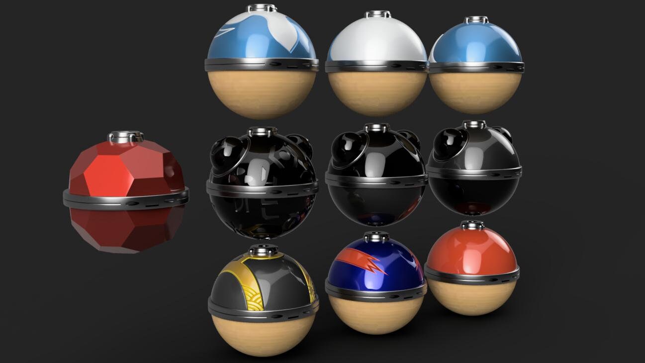 Hisuian Poke Ball 3D Model File Set - 10 Designs - Digital 3D Print ...