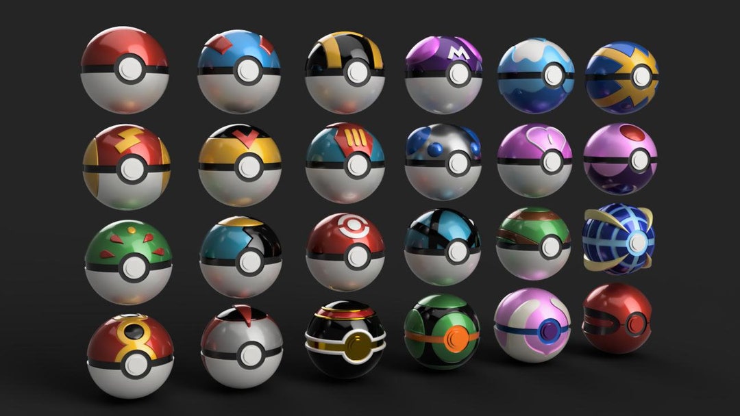 Assorted Poke Ball 3D Model Set 24 Opening and Closing Models Digital ...