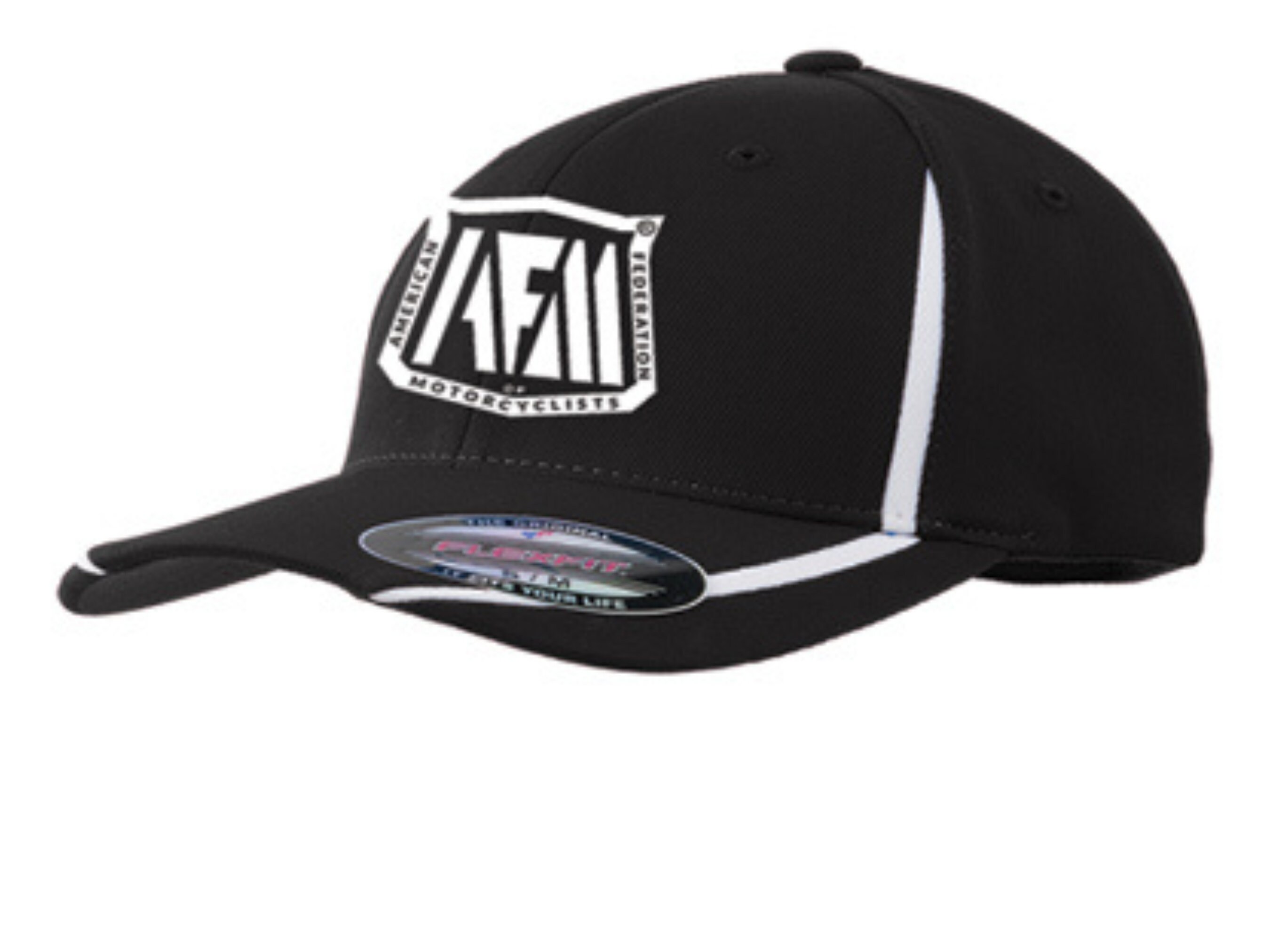 Striped Black Flexfit Hat, AFM Hat, African Federation Motorcyclist Hat ...