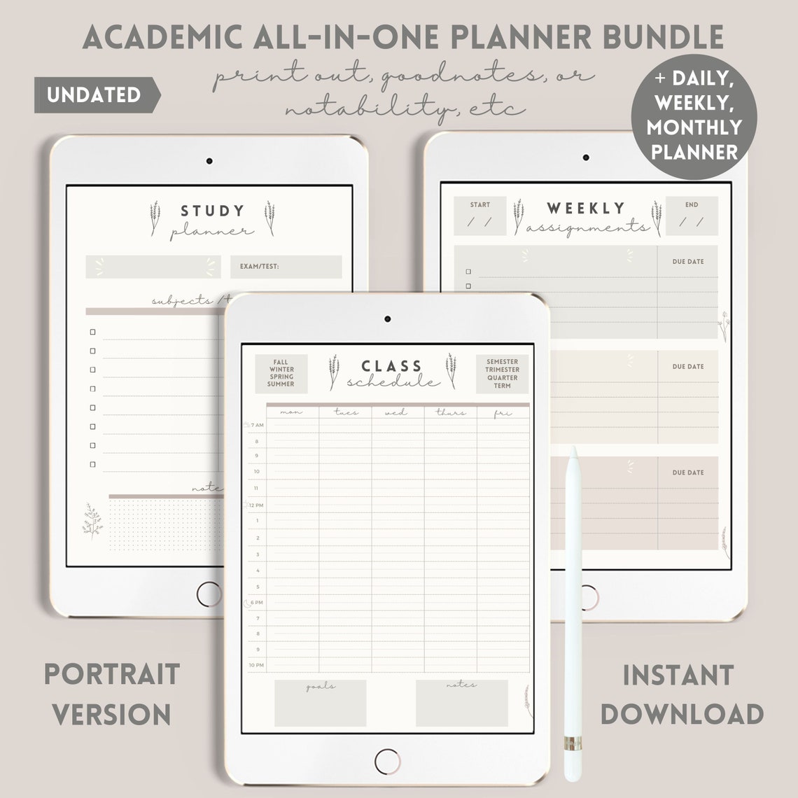 STUDENT All-in-one Undated School Academic Digital Planner - Etsy