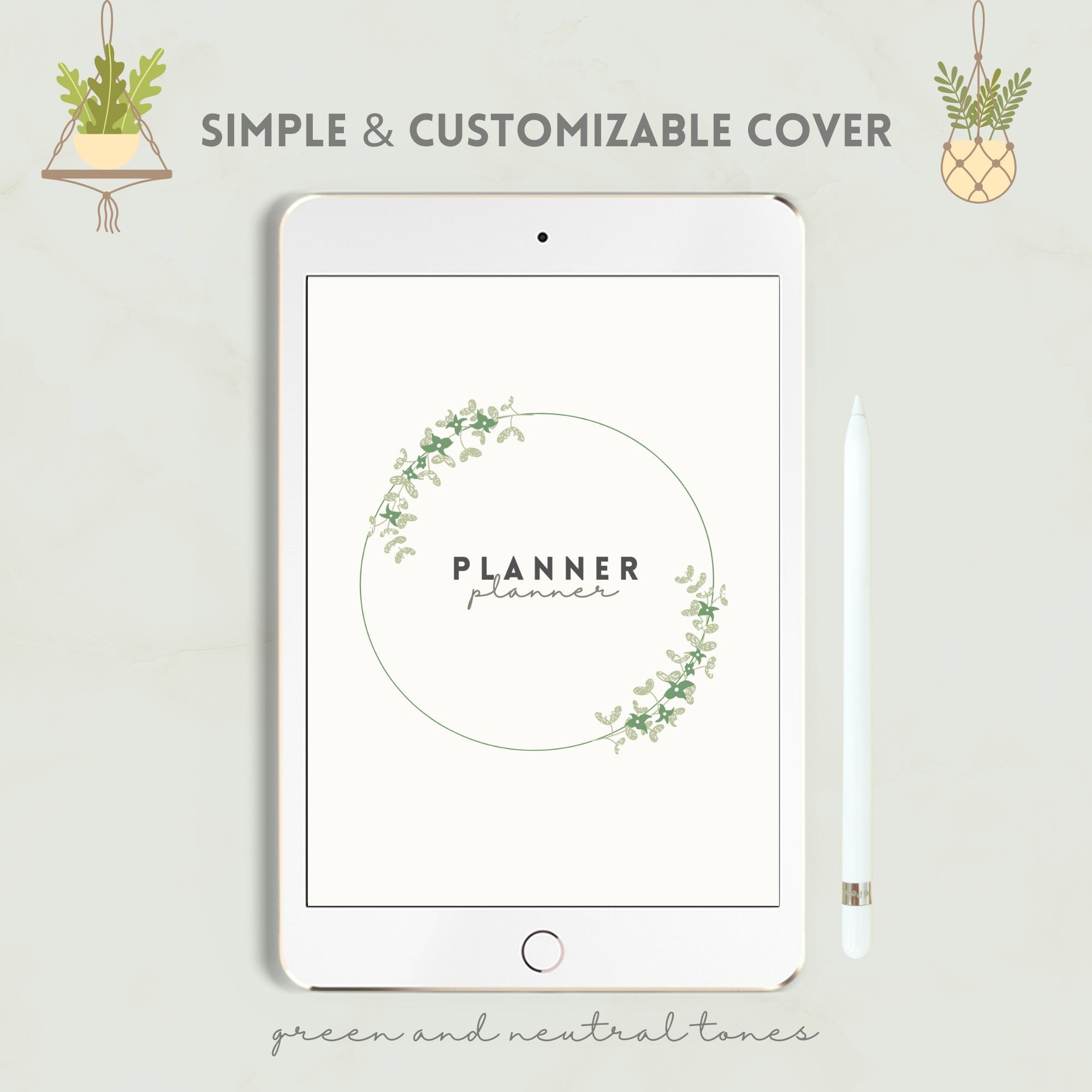SAGE GREEN + PLANTS Undated Digital Planner for Goodnotes, Notability ...