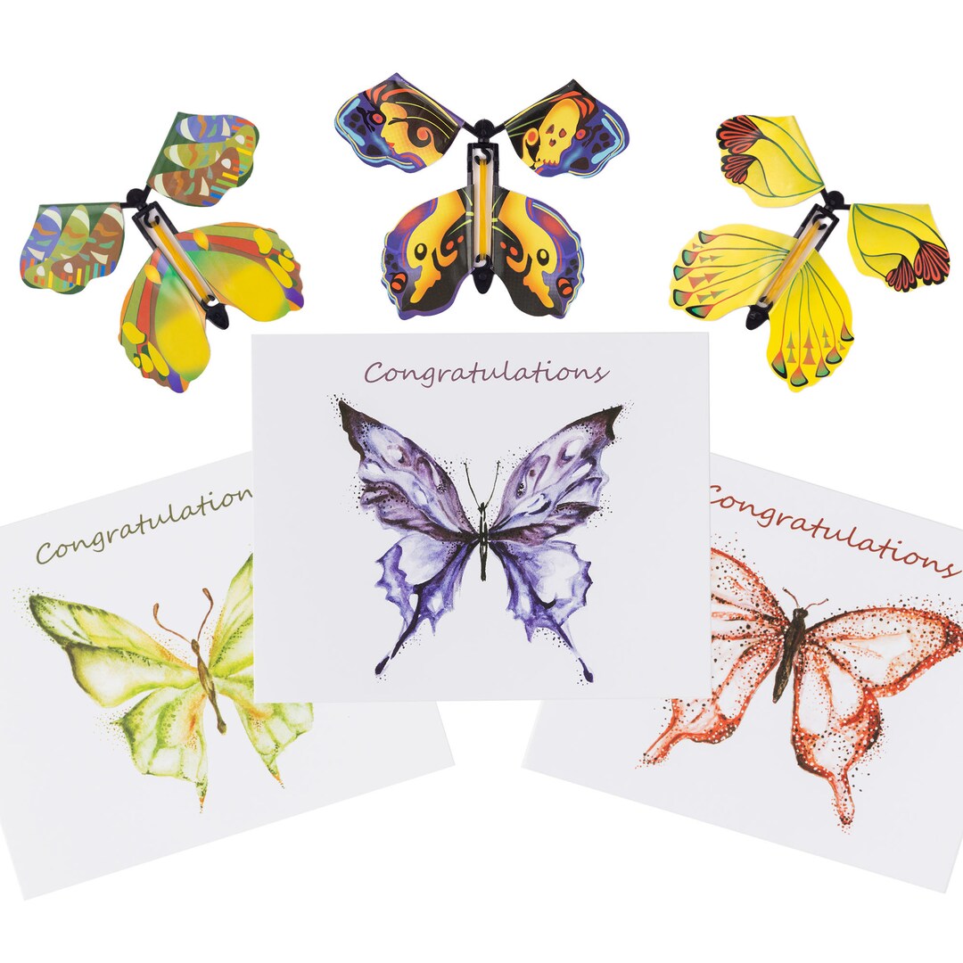 Greeting Card Butterfly Flying Out of Card, Congratulations Surprise ...