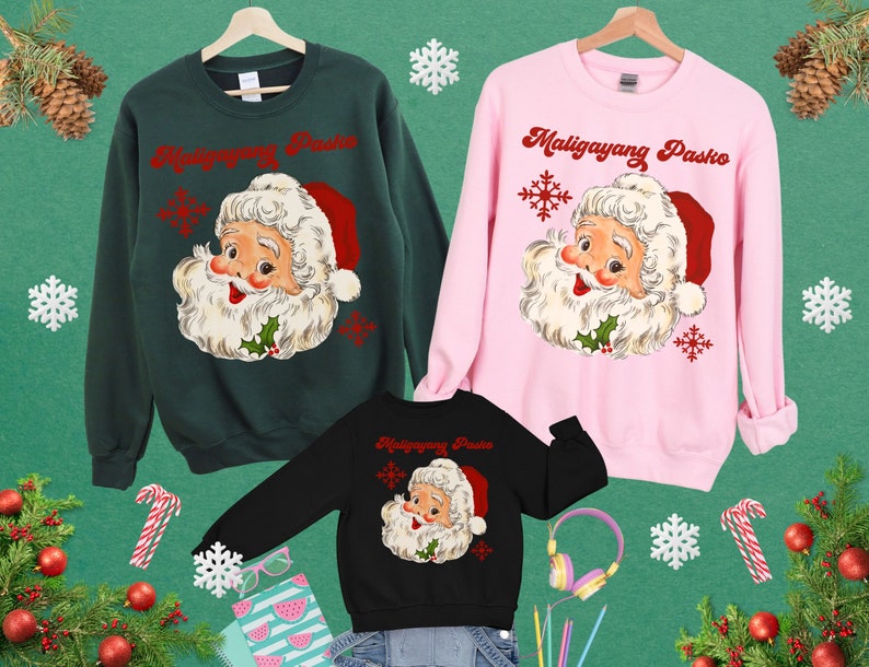 Tagalog, Filipino, Pinoy Santa Matching Family Christmas Pajamas ...